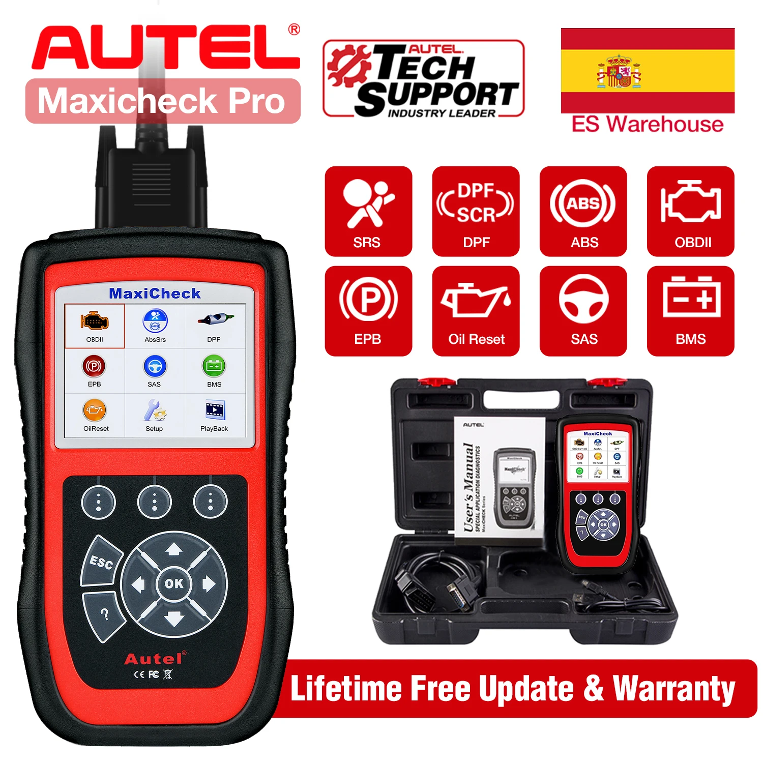 Autel MaxiCheck Pro Diagnostic Auto Car Diagnostic Tool OBD2 Scanner ...
