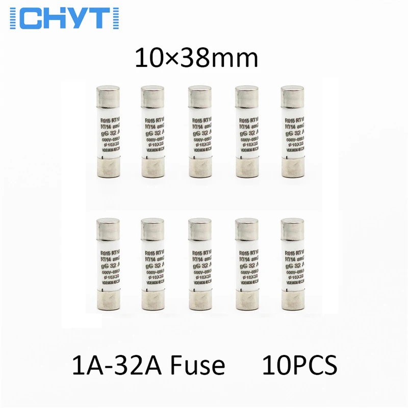 10PCS 10*38mm Fast blow Ceramic Fuse 250V 1A 2A 4A 6A 8A 10A 16A 20A ...