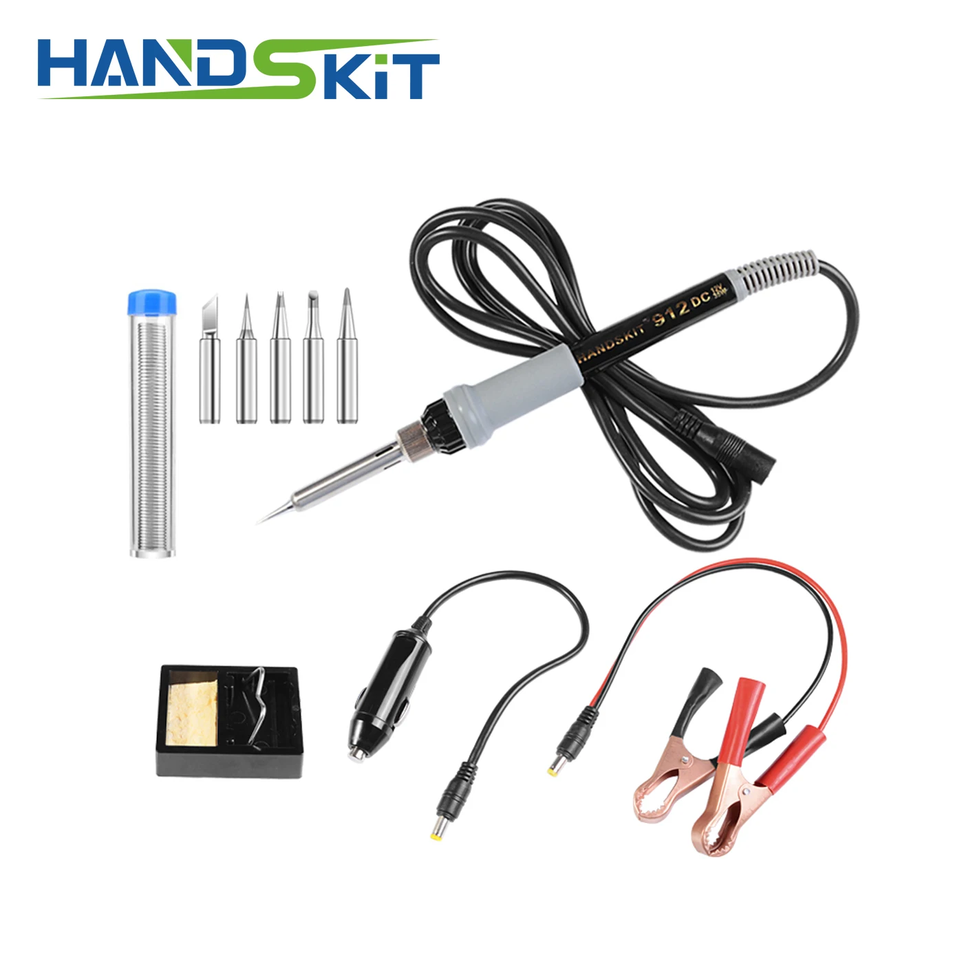 HANDSKIT 12V 2a Volt DC 35W Car Electric Solder Soldering Iron with DC Power Clips Cable soldering iron kit 900m tip AliExpress