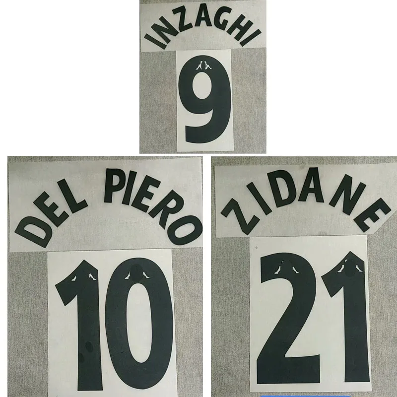 9798 retro conjunto de nomes #10 del piero #21 zidane #9 inzaghi ...