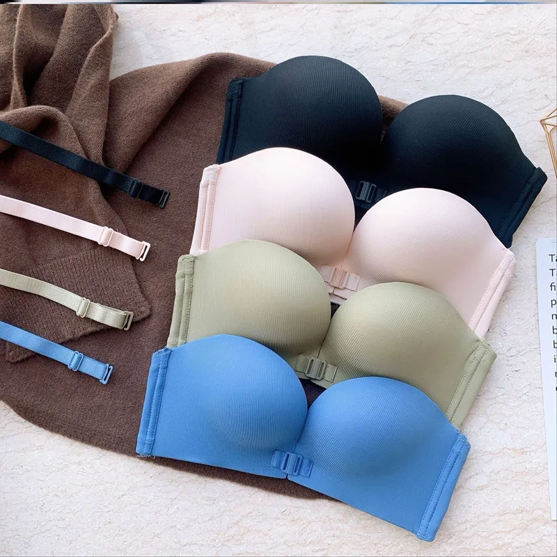 Front-buckle-Strapless-Sexy-Bras-Seamless-Lingerie-Push-Up-Women-Bra-Backless-Invisible-Wireless ...