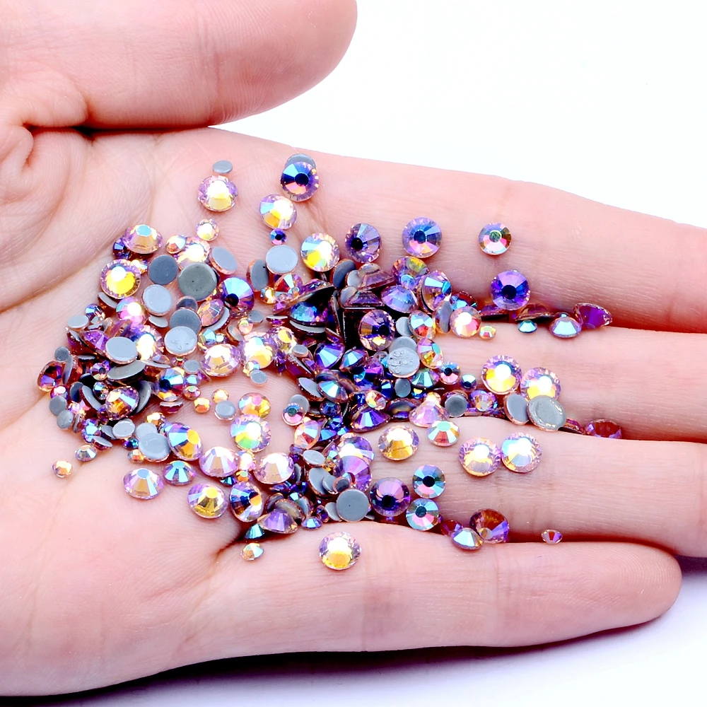 Champagne Ab Color Hotfix Rhinestones Ss6 Ss30 Flatback Glue Backing