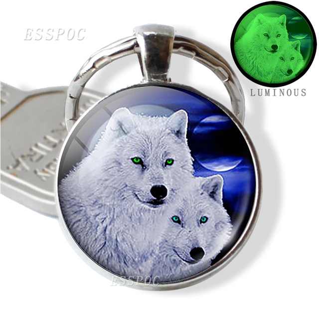 Glow In The Dark Wolf Key Chain Key Rings Holder Luminous Wolf Head ...