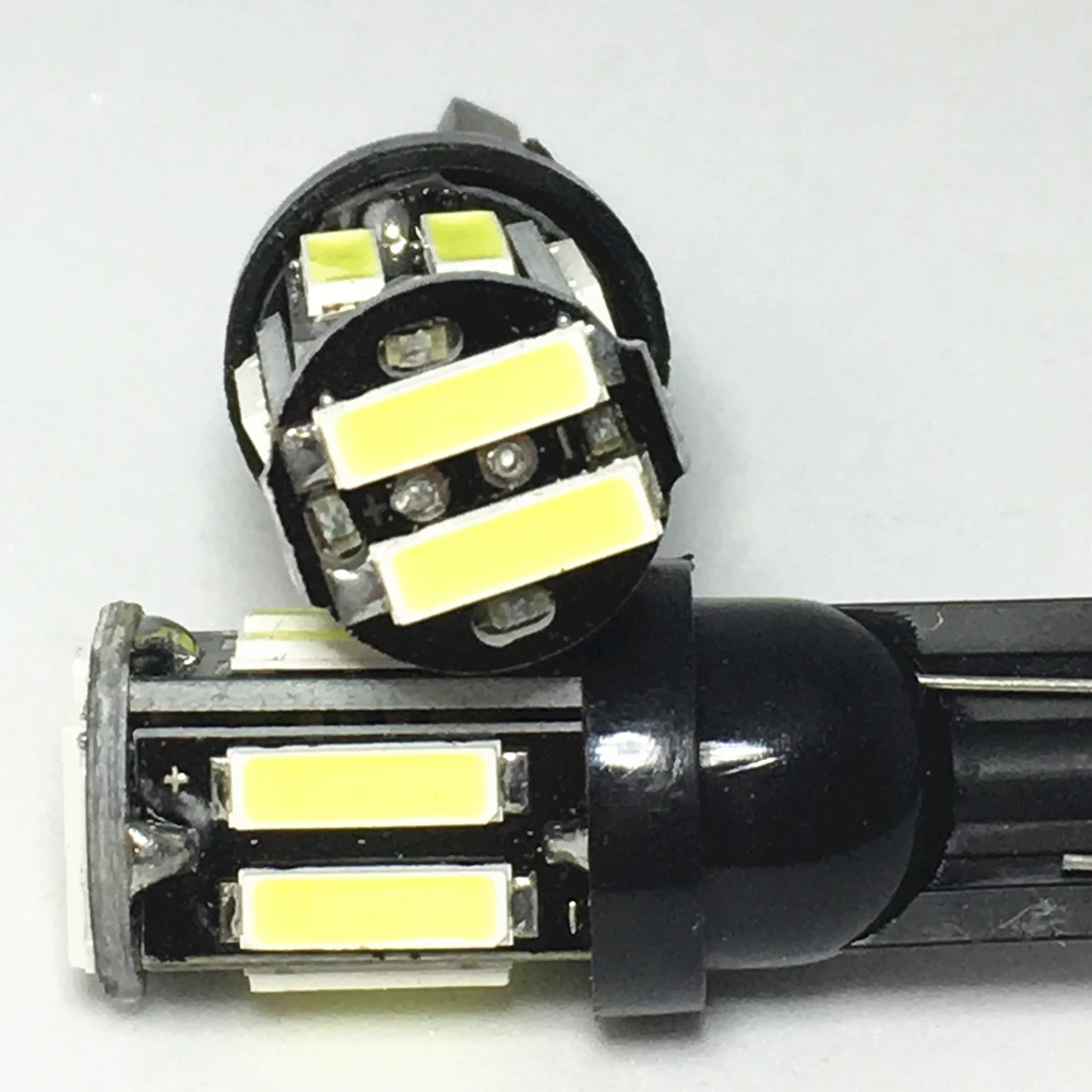 10Pcs W5W 10 7020 SMD Car T10 LED 194 168 Panel Lamp White Bulbs For ...