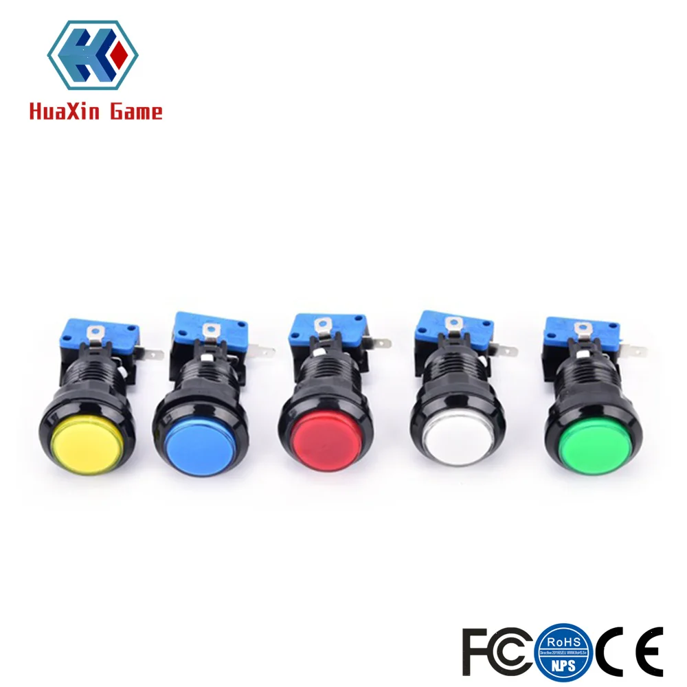 10 Pcs / lot DIY Arcade Parts 5 Colors 30mm Small Black Rim LED ...