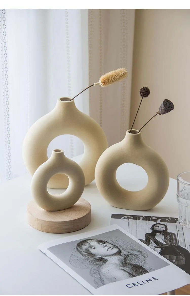 VASE,White-L--Vase à fleurs artificielles en céramique, décoration de ...