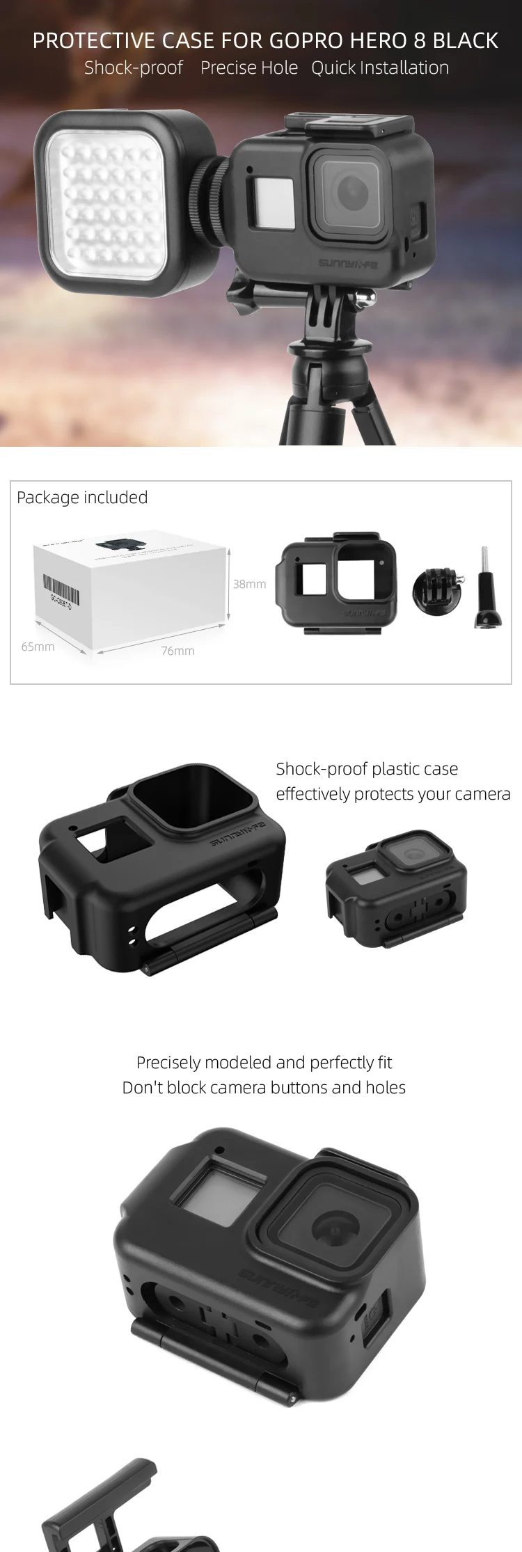 Sunnylife Plastic Protective Case Shock Proof Case for Gopro Hero 8 ...