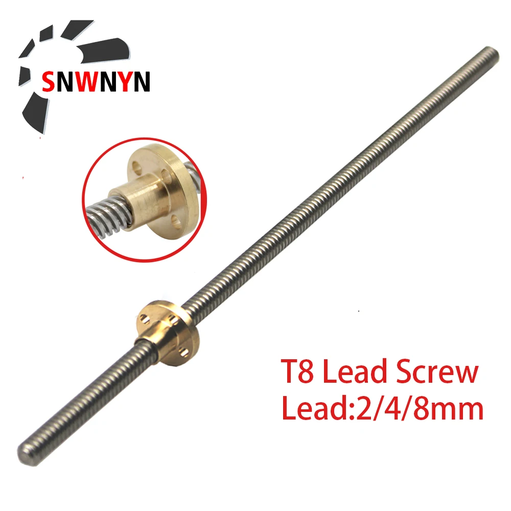 T8 Lead Screw 8mm Lead 2mm/4mm/8mm Pitch 2mm OD 8mm L 100 200 300 350 ...