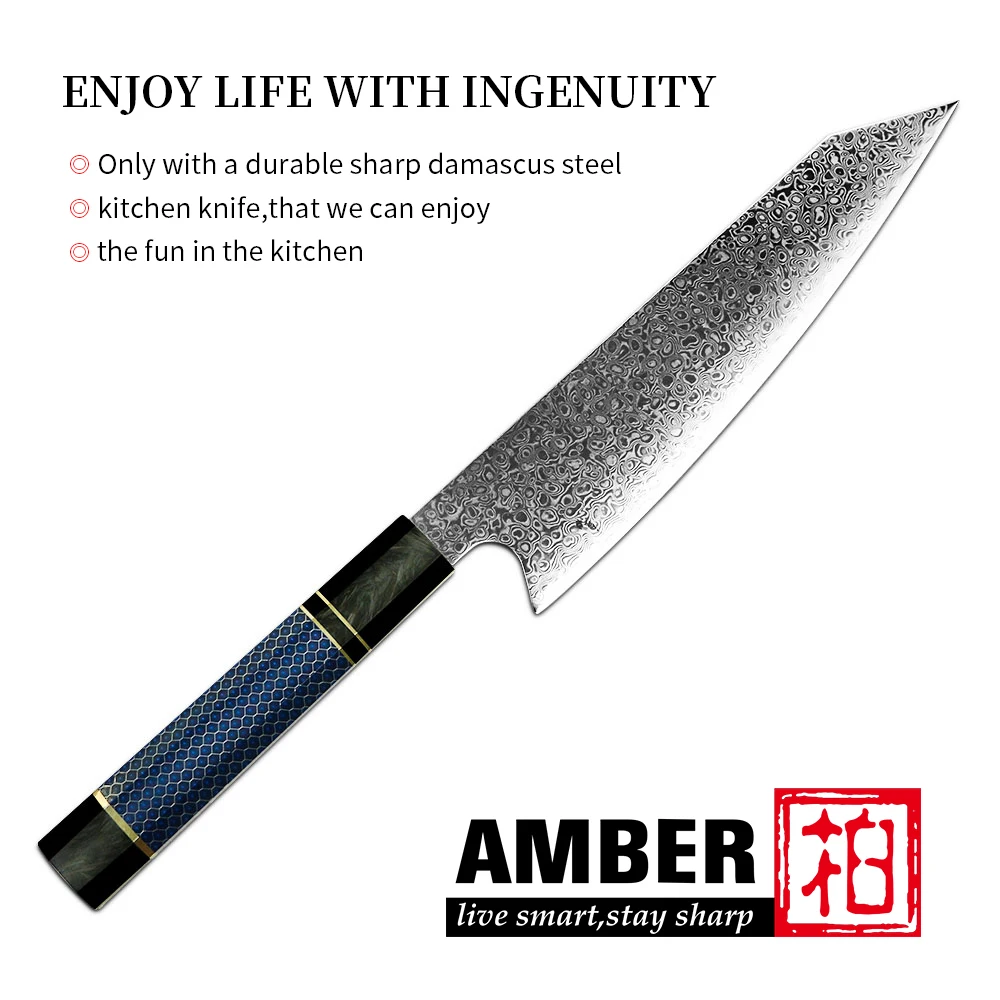 Handmade Kitchen Knife VG1 67 Layers Damascus Steel Premium Santoku ...