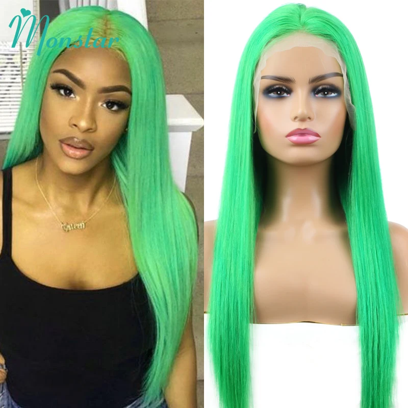 Peruca-verde-30-Polegada-cor-em-linha-reta-peruca-de-cabelo-humano-onda ...