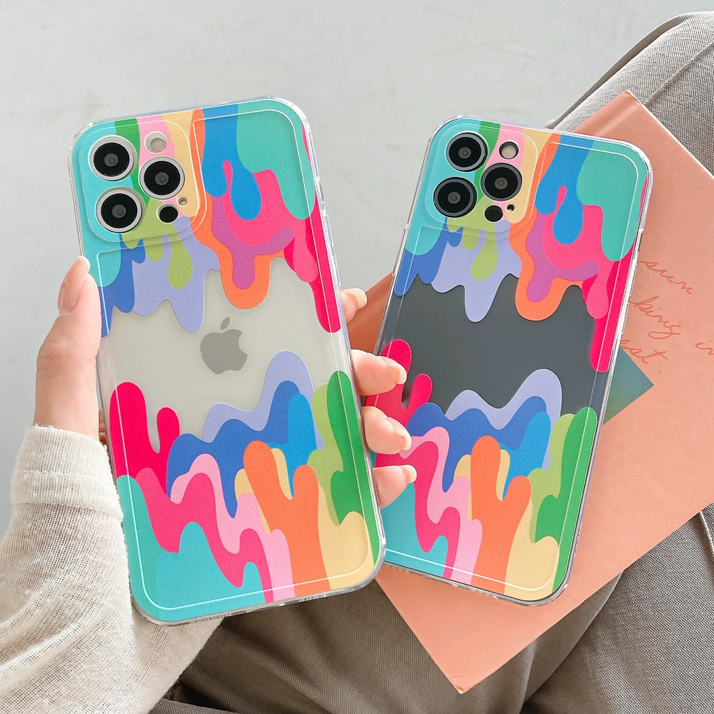 Melted Colorful Painting Phone Case For Iphone 11 12 13 Pro Max X Xs Xr ...