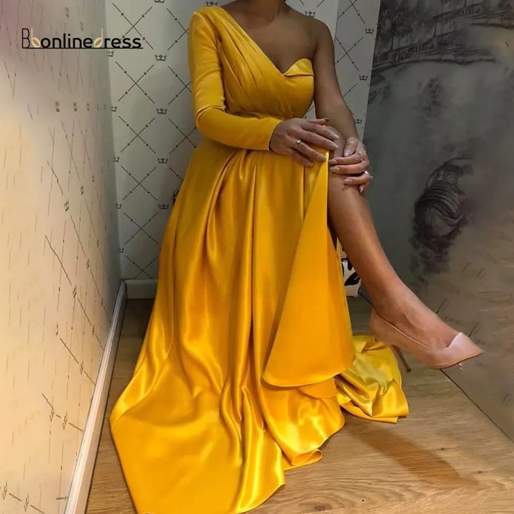 Bbonlinedress-One-Shoulder-Prom-Dress-High-Split-Pleat-Asymmetric-Neck ...
