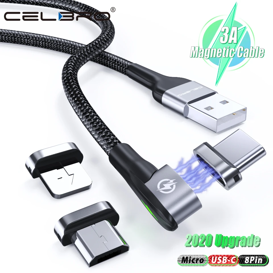 90 Degree Magnetic Cable Micro USB Type C Fast Charging Cable for ...