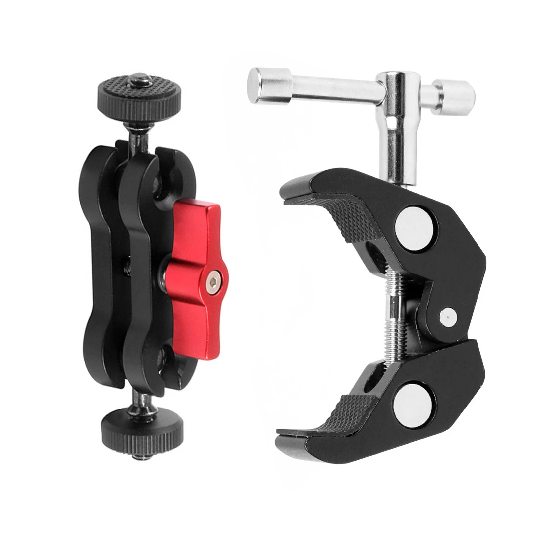 Multi-Function Dual Ball Head Hot Shoe 1/4" Tripod Magic Arm Super ...