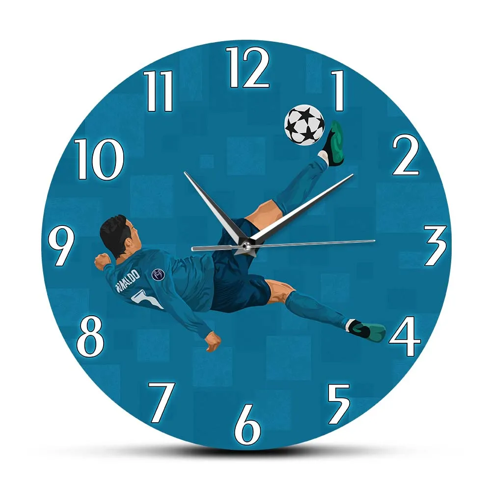 Ronaldo Moment Overhead Kick Artwork Decorative Wall Clock For Boy Room ...