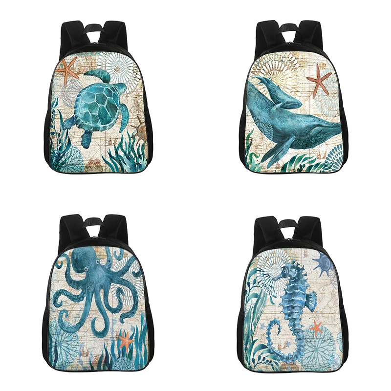 CROWDALE 15 inches Ocean Sea turtles painting Backpack Canvas Backpack ...