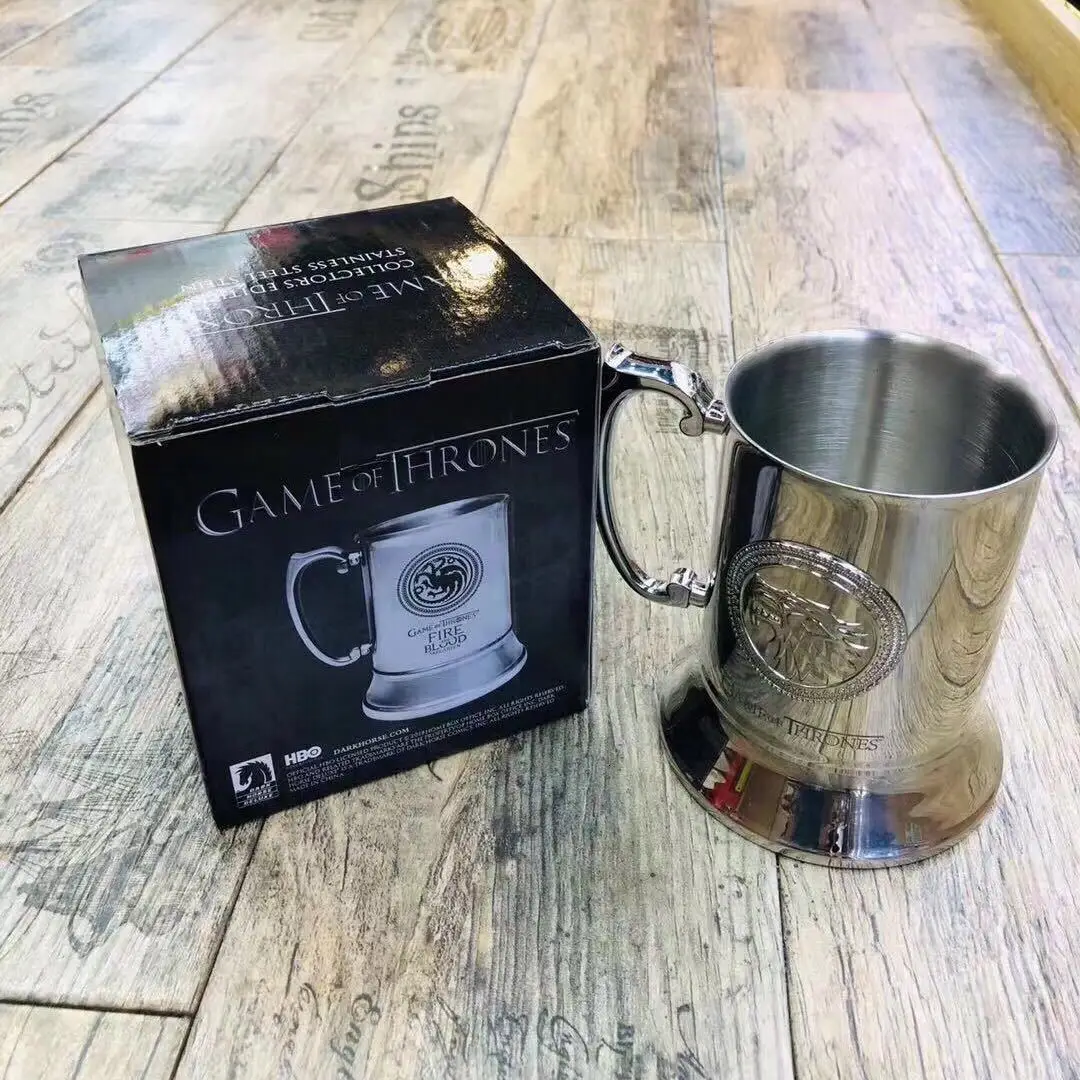 Game of Thrones Mug Iron Throne Tankard Stainless Steel Wolf Head ...