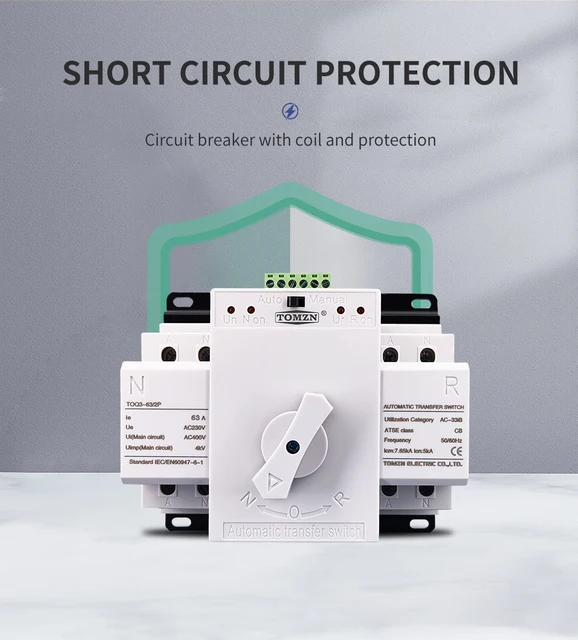 Automatic Transfer Switch Double Power 63A 2P ATS Power Transfer Switch ...