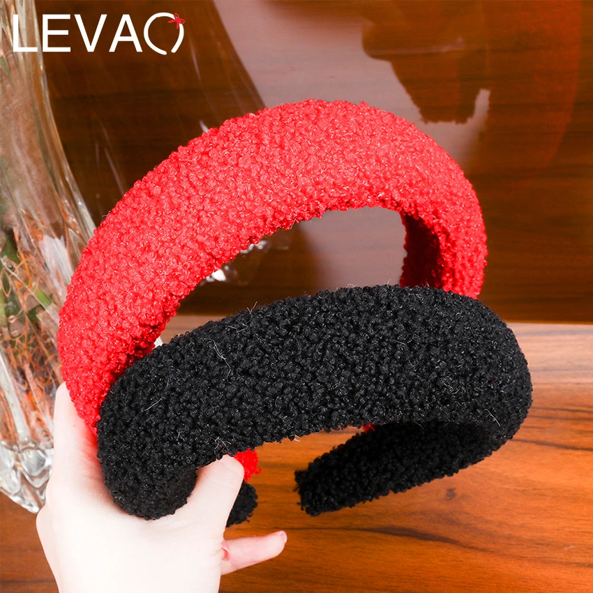 LEVAO Teddy Black Hairband for Women 2020 Winter Warm Wide Headband ...