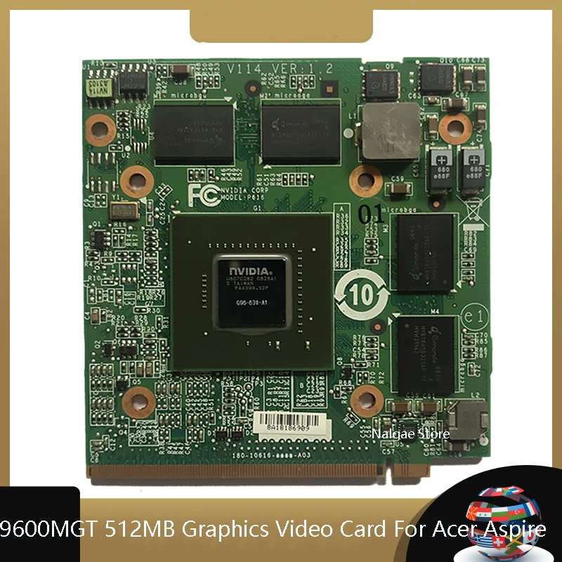 NVIDIA tarjeta gráfica GeForce 9600M GT G96 630 C1 DDR2 MXMII 1024MB VG ...
