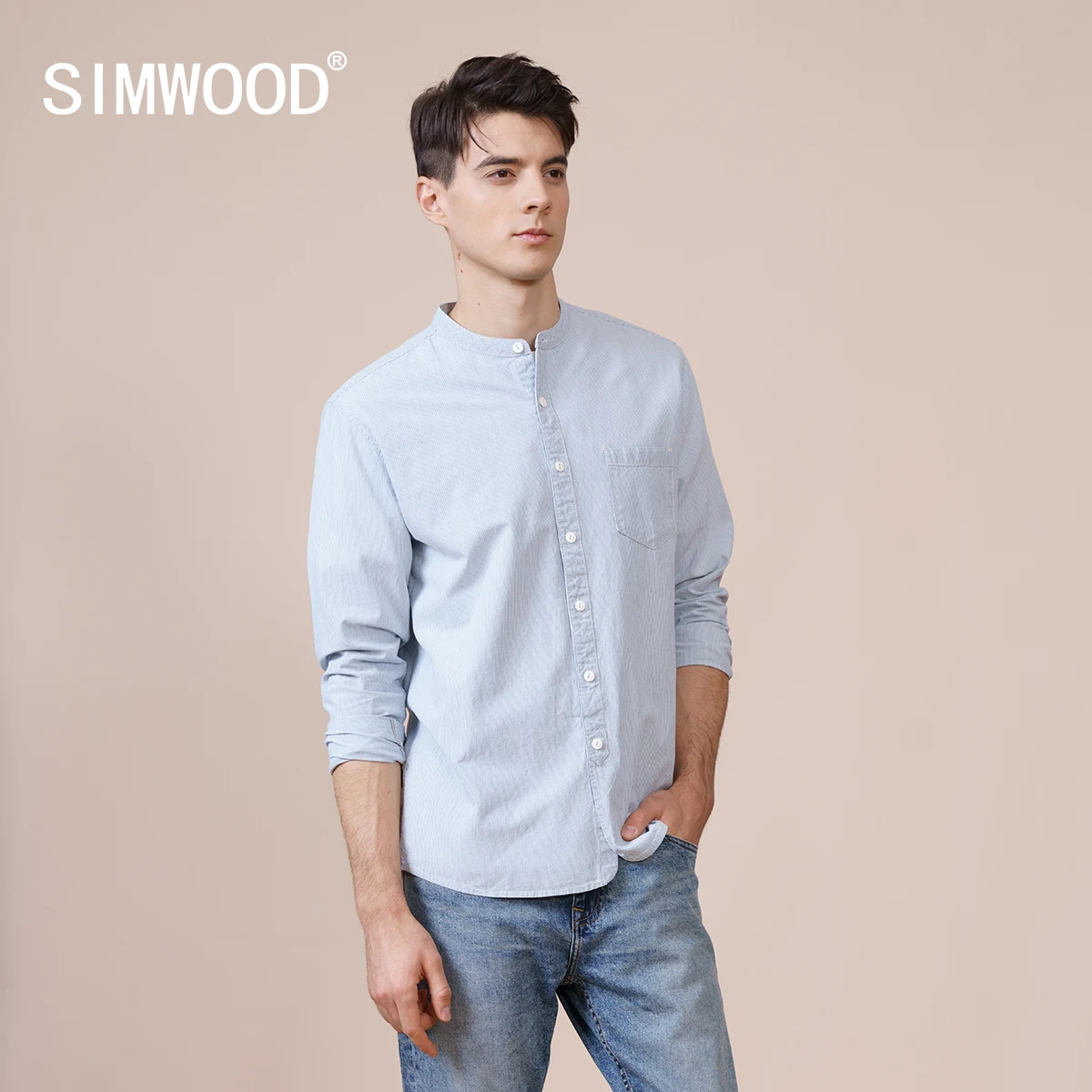 Simwood Men Clothing | Mens Pinstripe Shirts | Simwood Collar Shirt | Man Shirt Simwood - Shirts ...