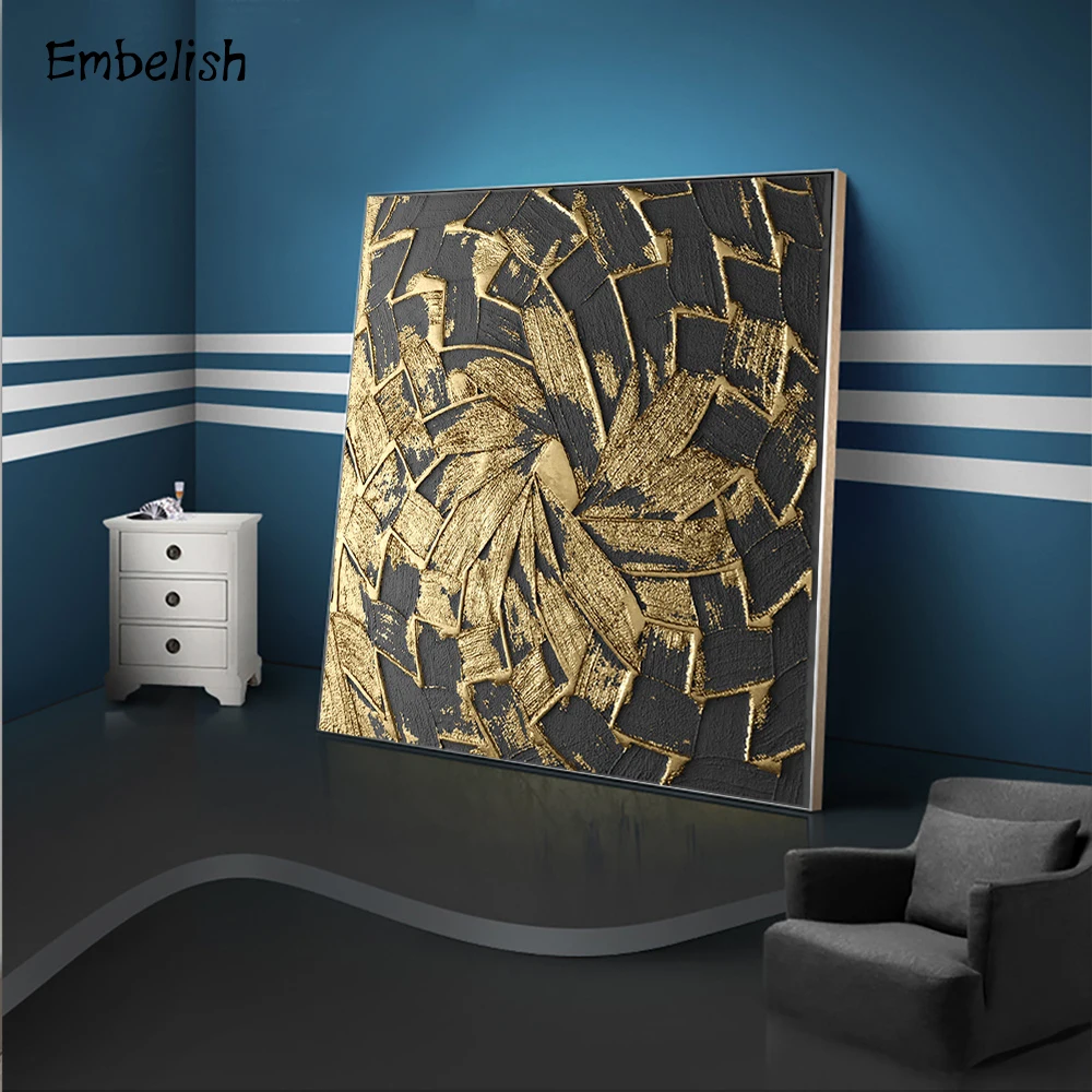 1 Pieces Fashion Wall Art Large Posters For Living Room Golden Leaves ...