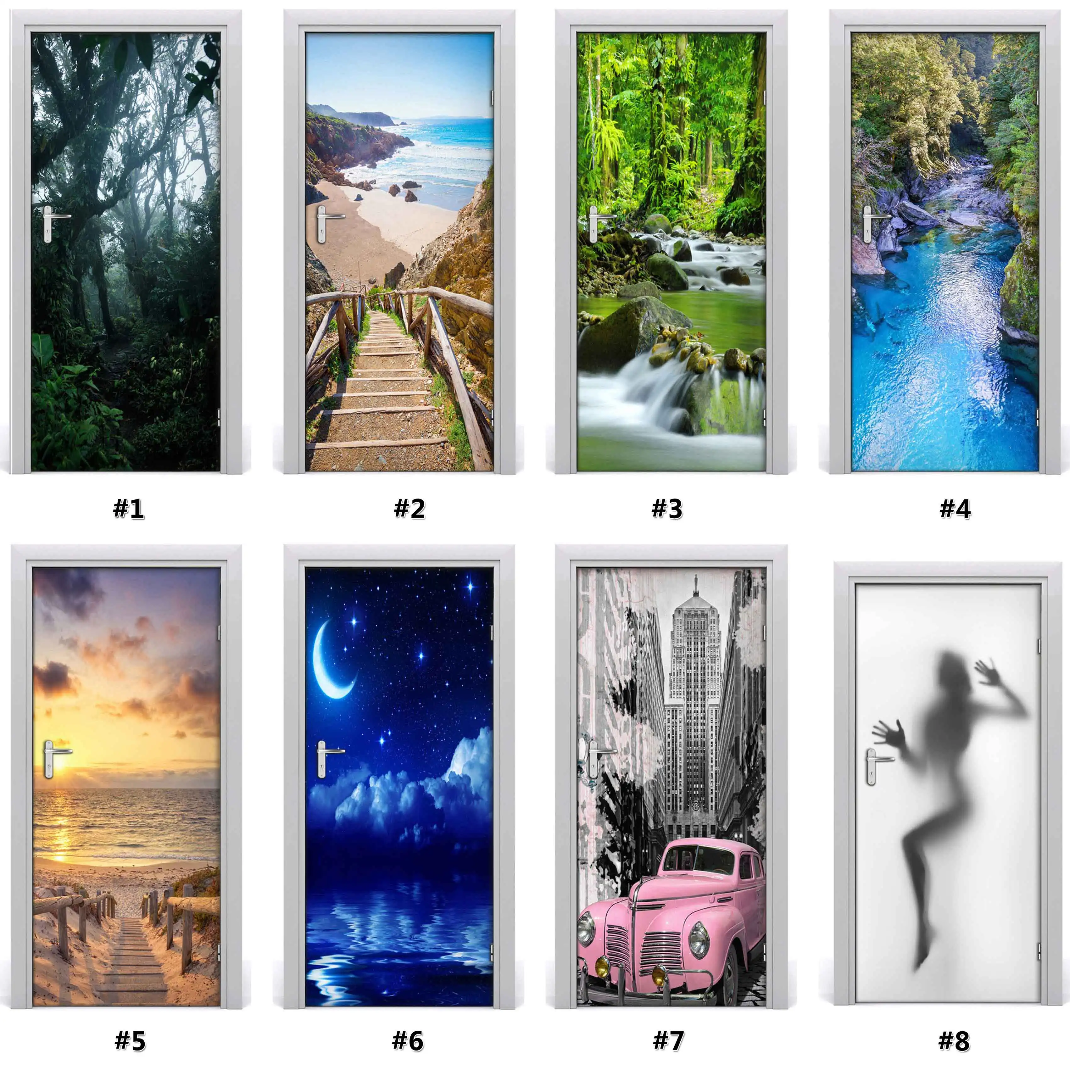 Door Stickers Hot Home Decor Door Wrap Wall Sticker Mural Wallpaper ...