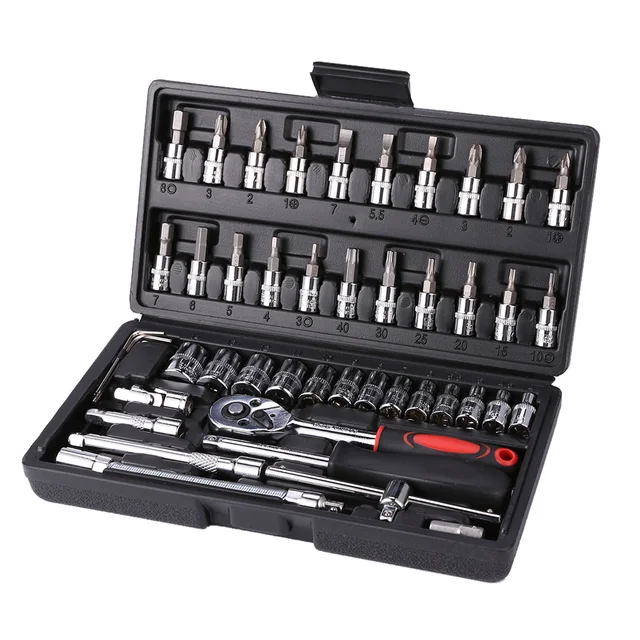 46pcs Socket Set Car Repair Tool Ratchet Spanner Wrench Set Pawl Socket Spanner Screwdriver ...