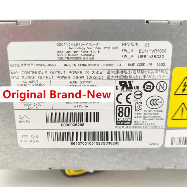 Original PSU For Fujitsu 250W Switching Power Supply S26113-E613-V70-01 ...