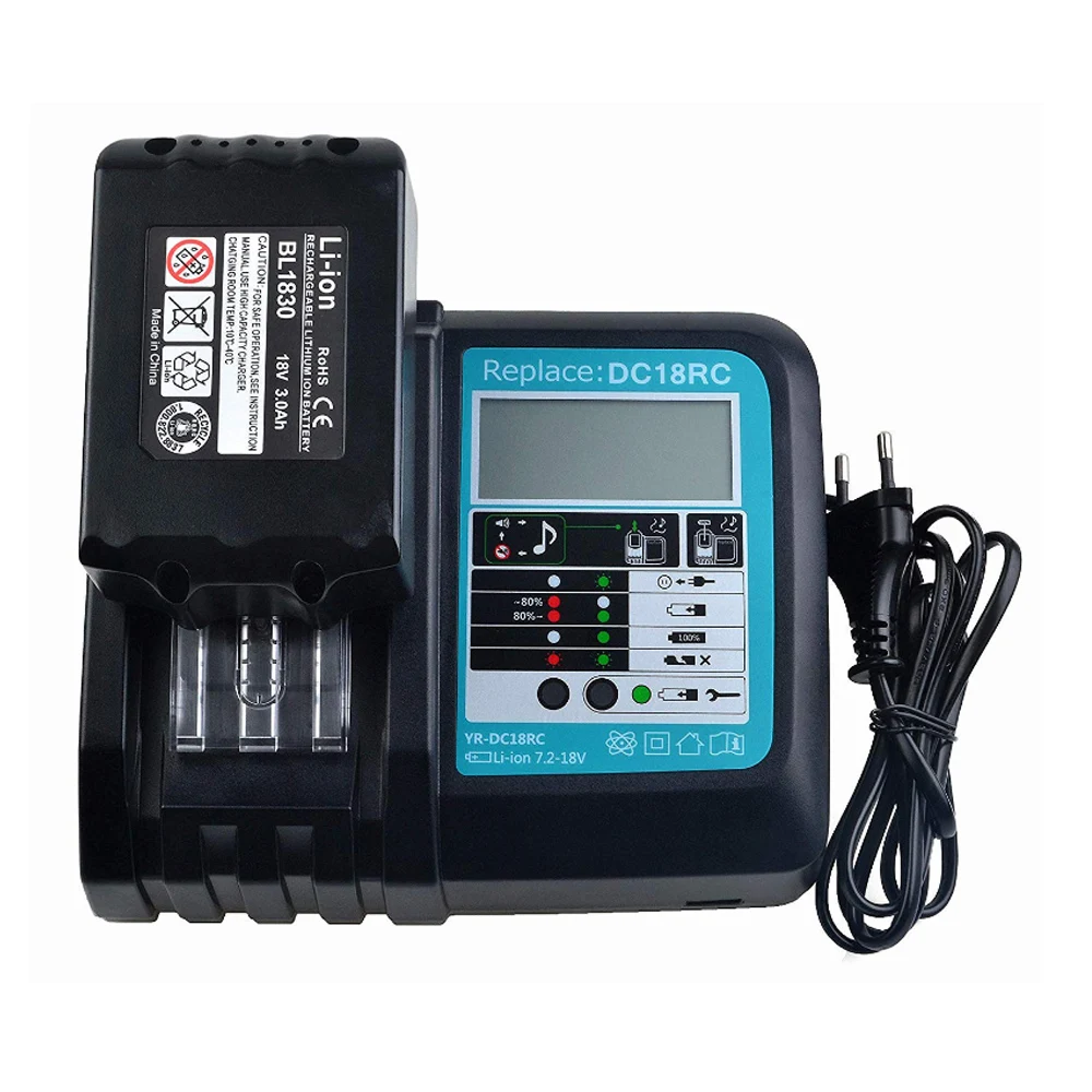 Yakee DC18RC Li-ion Battery Charger For Makita 14.4V 18V Bl1830 Bl1430 Dc18Ra Electric Power ...