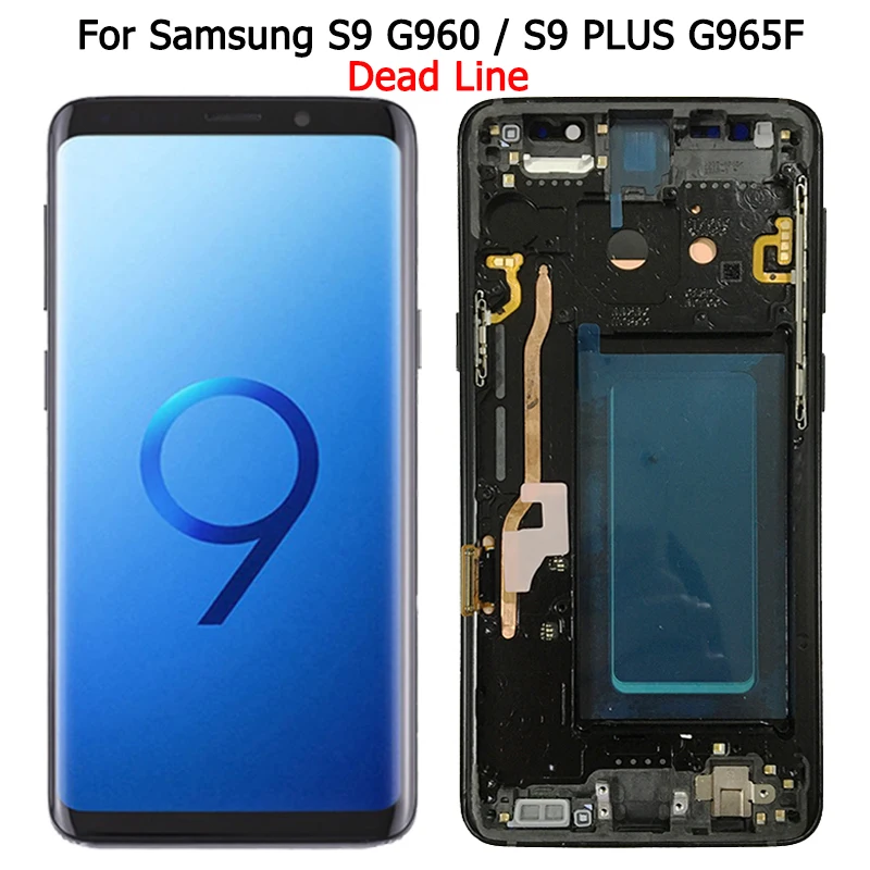 With-dead-line-S9-SM-G960F-LCD-For-Samsung-S9-Plus-Display-With-Frame ...