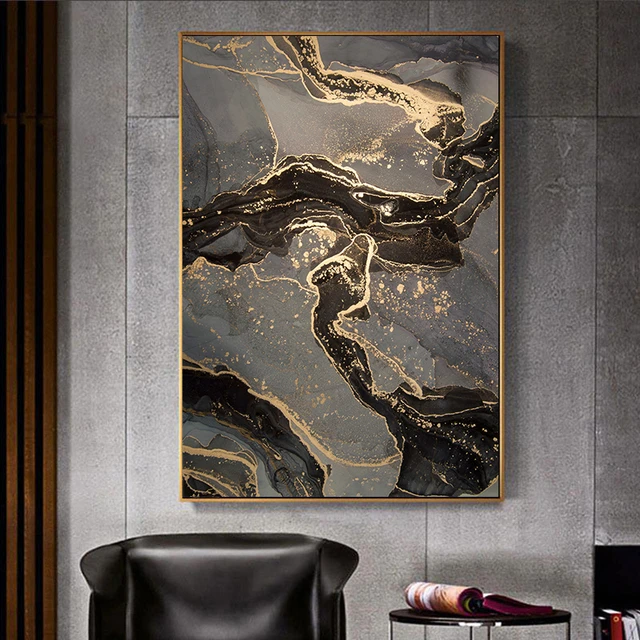 Black And Gold Abstract Art