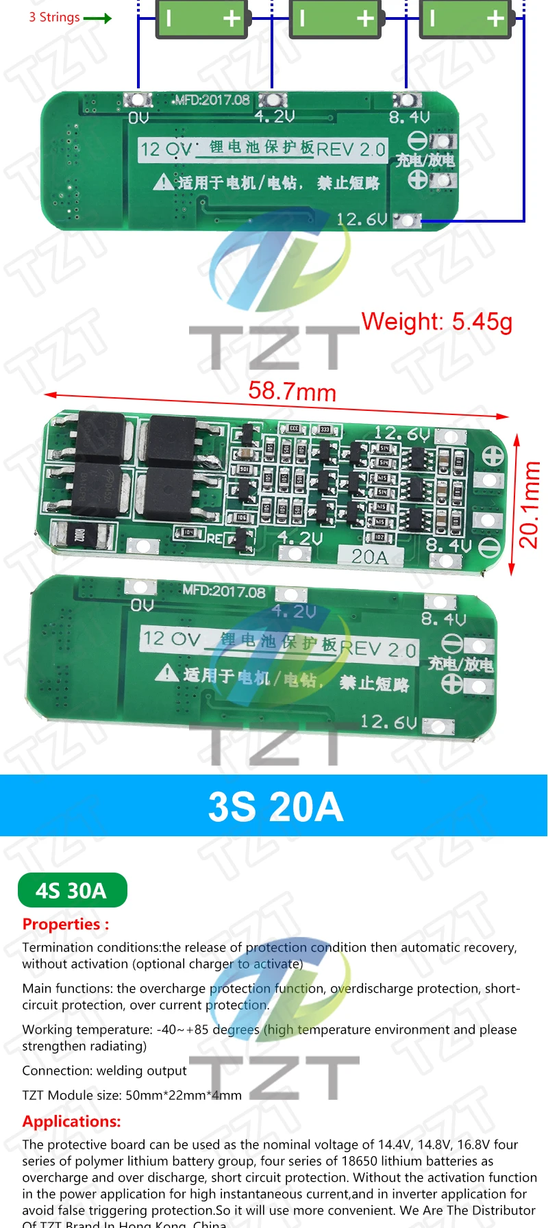 Circuits intégrés,1S 3A--1s 2s 3s 4s 3a 20a 30a Li-ion Batterie Au ...