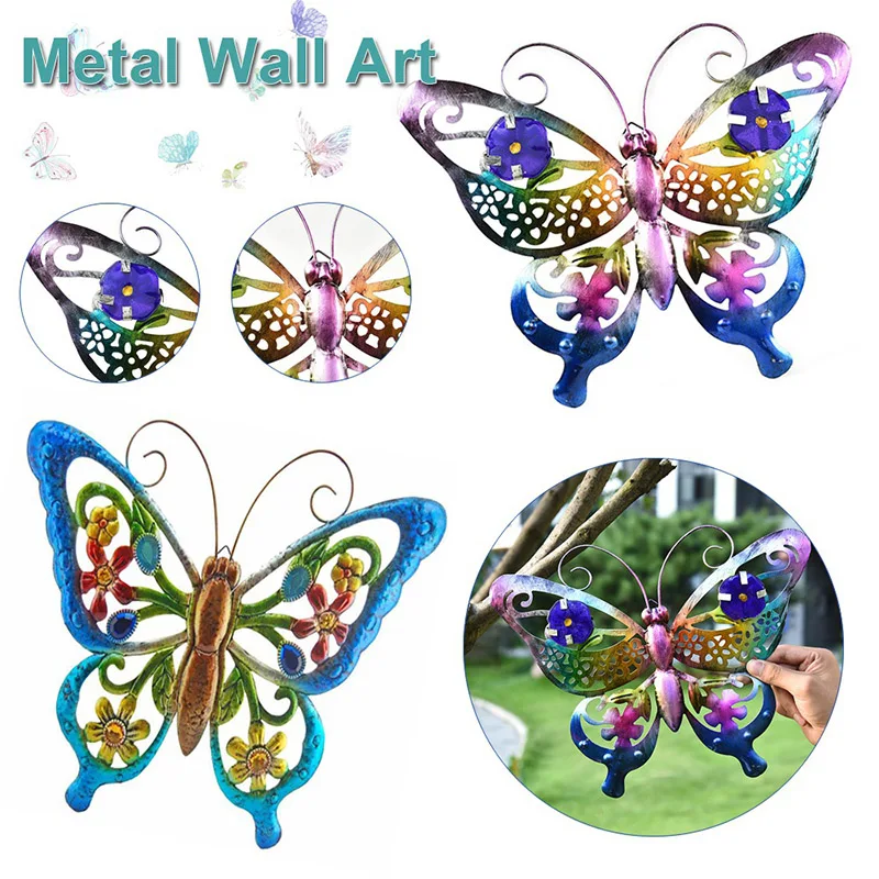 Metal-Butterfly-Garden-Decor-Colorful-Hanging-Double-Wing-Butterflies ...