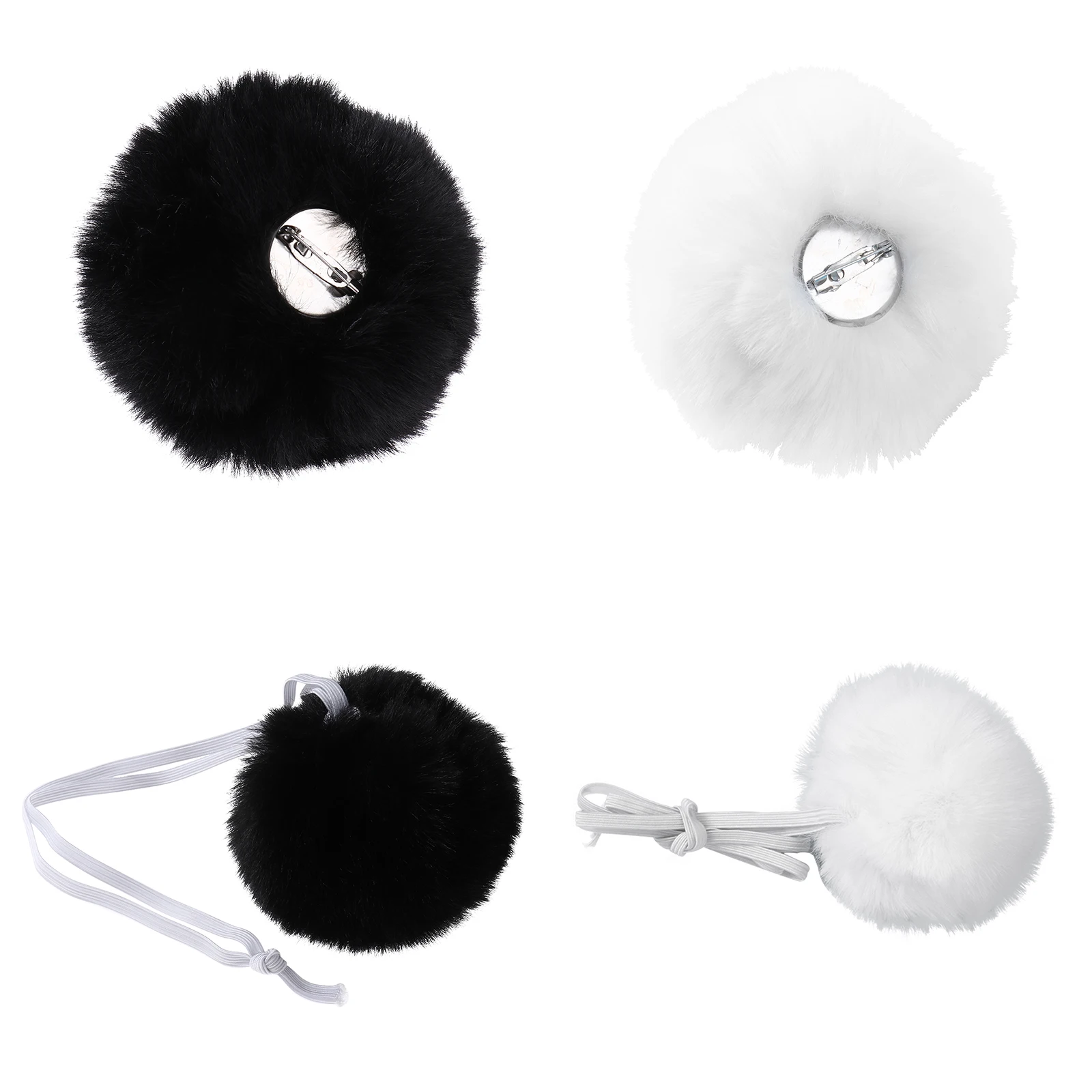 Solid-White-Bunny-Cosplay-Props-Plush-Bunny-Tail-Black-Rabbit-Tail ...