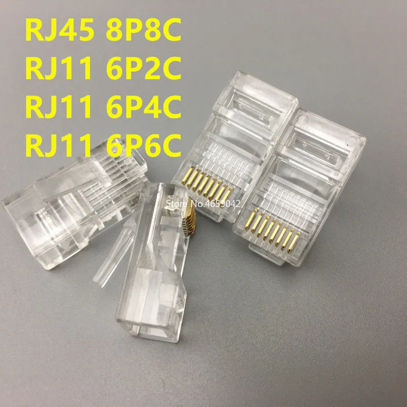 RJ11 RJ45 6P2C 6P4C 6P6C 8P8C 전화 인터넷 모듈러 플러그 잭 네트워크 커넥터, 10 개입|커넥터| - AliExpress