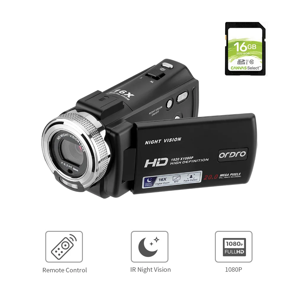 Video Camera Home Camcorder Full Hd Ordro V12 1080p Infrared Night ...