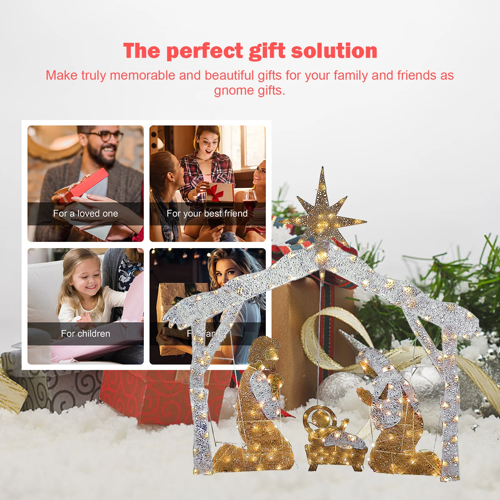 LED Lighted Christmas Nativity Scene Holy Family Scene For Outdoor ...