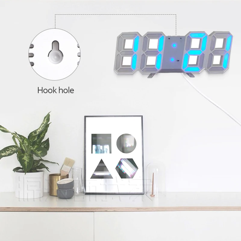 LED Alarm Clock USB Charge 3D Electronic Automatic Induction Digital ...