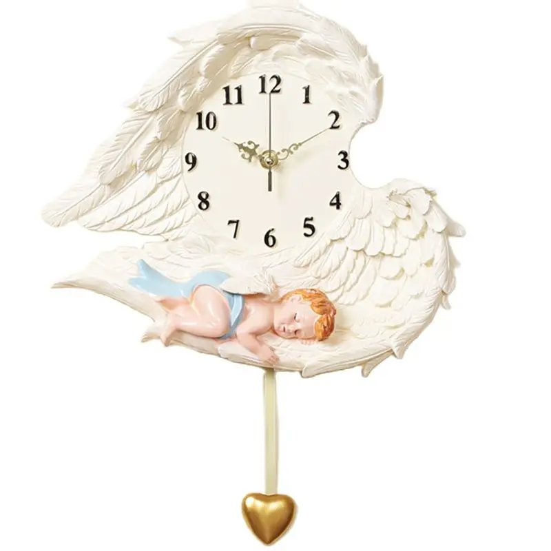 Creative Silent Wall Clock 3d European Angel Lovely Pendulum Clocks ...