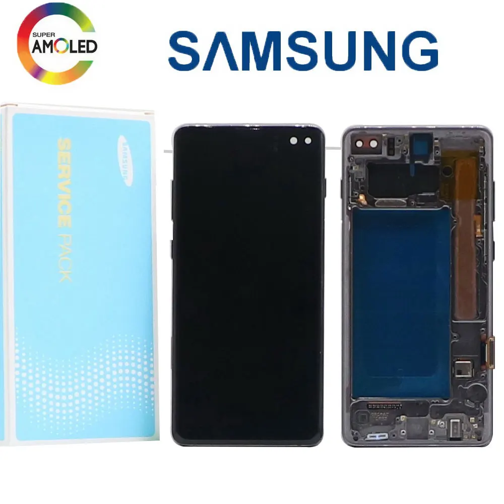 オリジナル 6.4 ''S10 + サムスンギャラクシーS10 プラスSM G9750 とG975Fフレームディスプレイのタッチスクリーンデジ ...