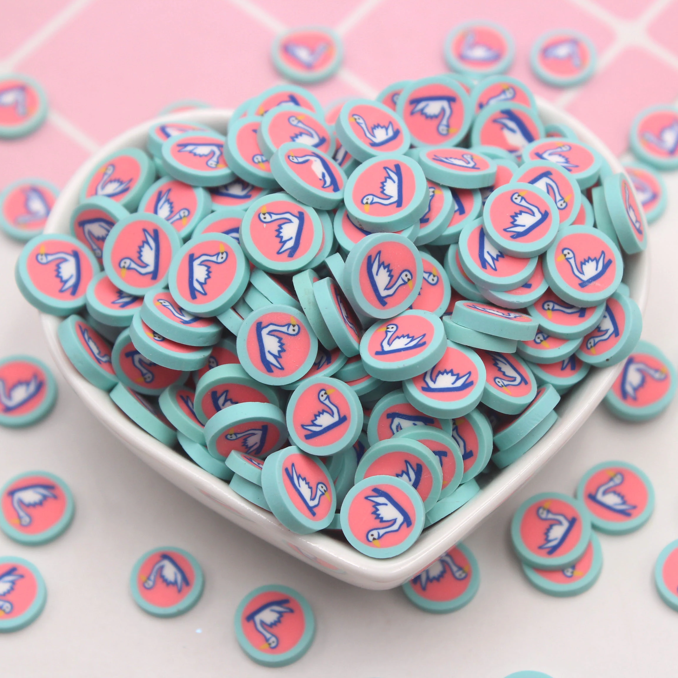 100g/Lot 1CM Cute Swan Polymer Clay Slices Sprnkles for Diy Slime ...