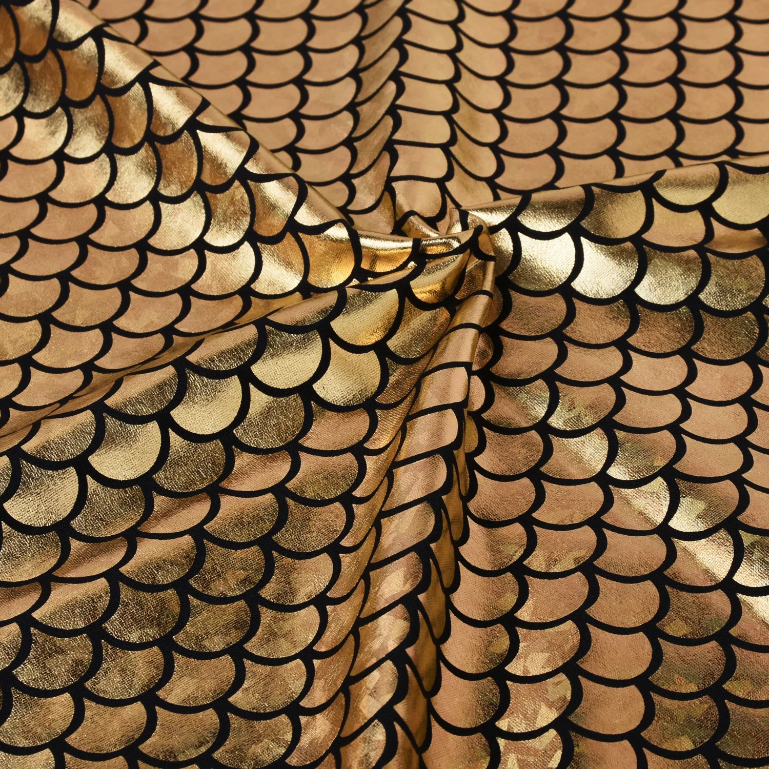 Hat Making & Hair Crafts Fabric Gold Large Fish Scale Hologram Lycra ...