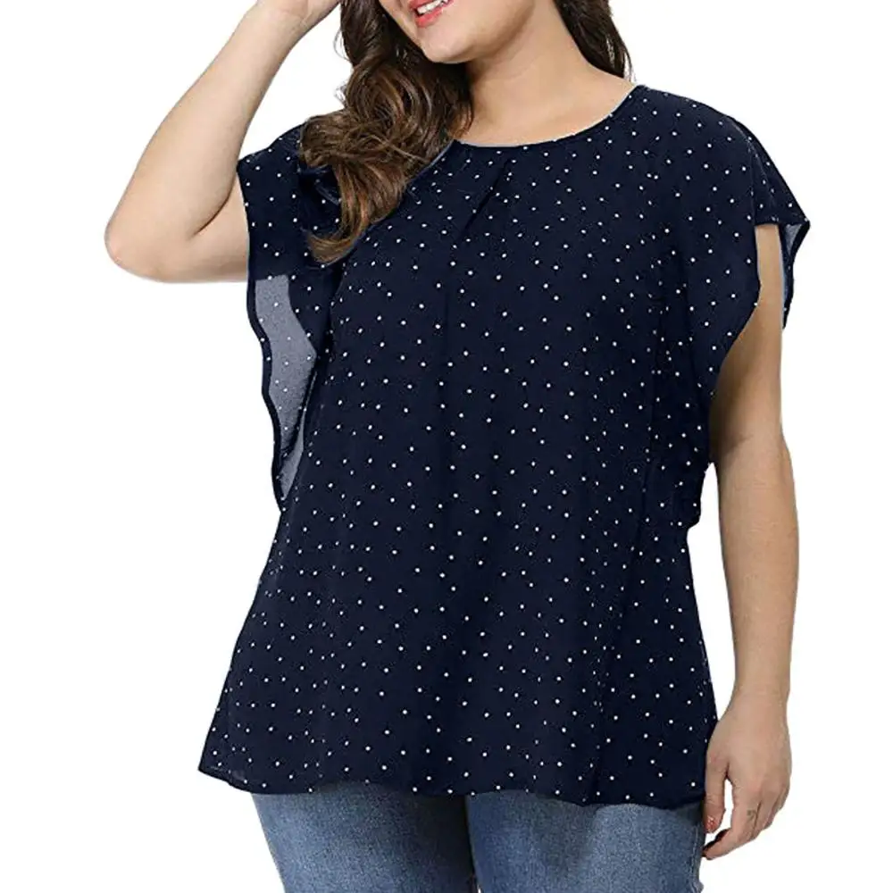 Oversized Chiffon Tshirt Women Casual Summer Ruffles Loose Short Sleeve