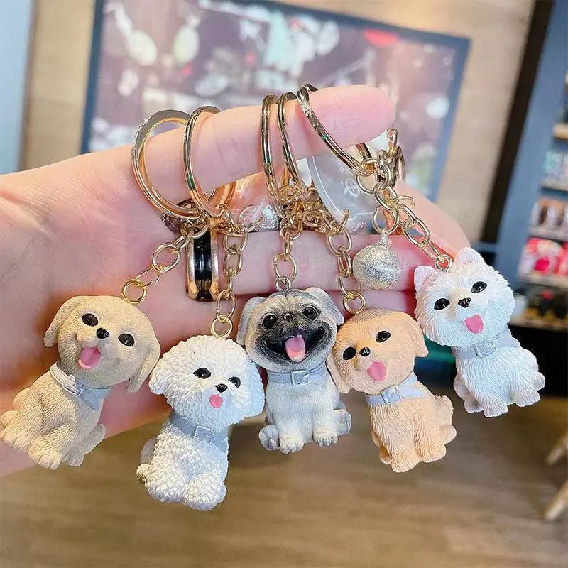Cute Dog Keychain Schnauzer Teddy Samoyed Golden Retriever Puppy ...