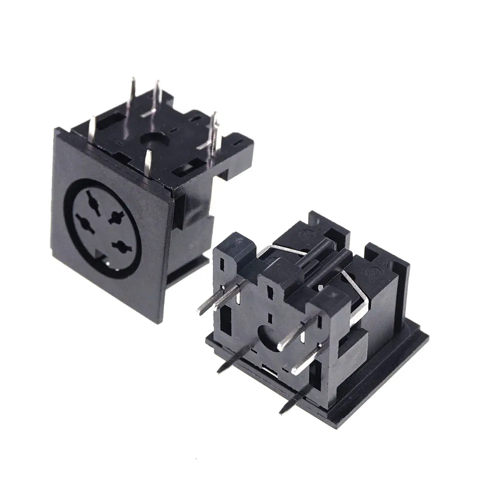 50 PCS Din Socket 4 Position Female 4 Pin PCB Right Angle Through holes ...