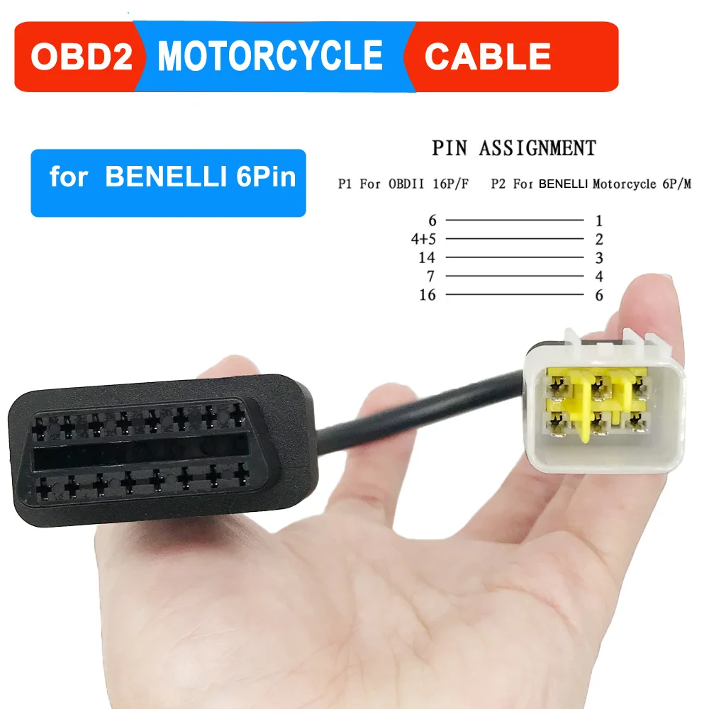 For BENELLI Autocycle OBD II 6 Pin To 16 Pin OBD2 Adapters OBD ...