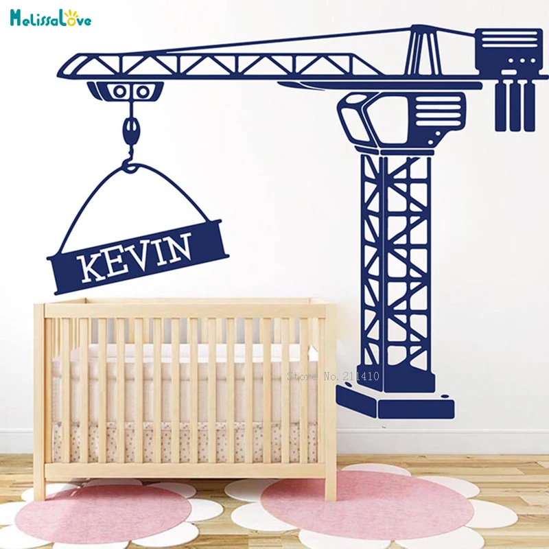 Large Custom Name Construction Tower Crane Wall Decals Personalized ...