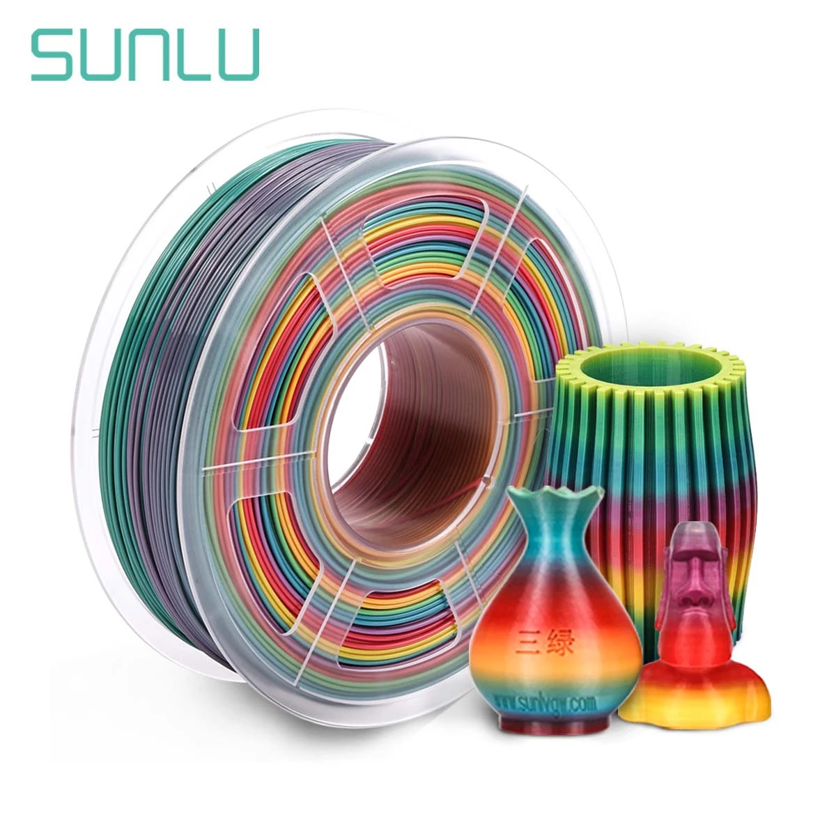 1.75mm Rainbow Gradient Multicolor Pla Filament 1kg 2.2lb 3d Filament ...