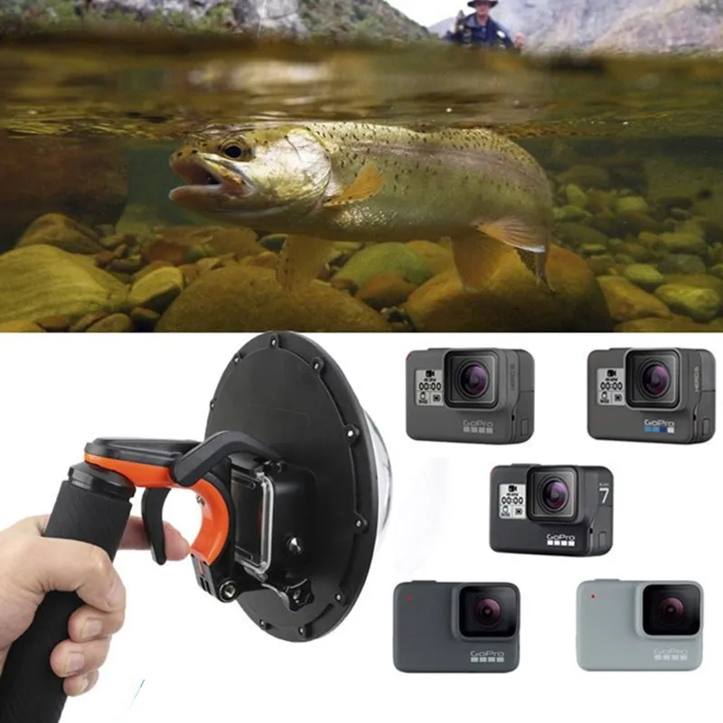 Waterproof-Dome-Port-Diving-Hood-Handheld-Monopod-Bobber-Floating-Mount ...